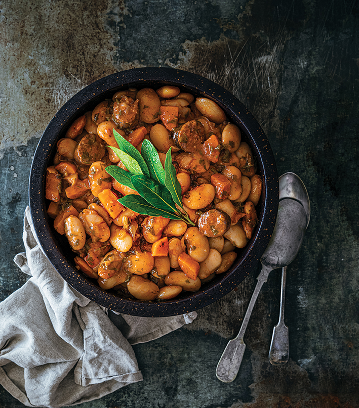 Giant Beans with Wine Sausages - Recipe